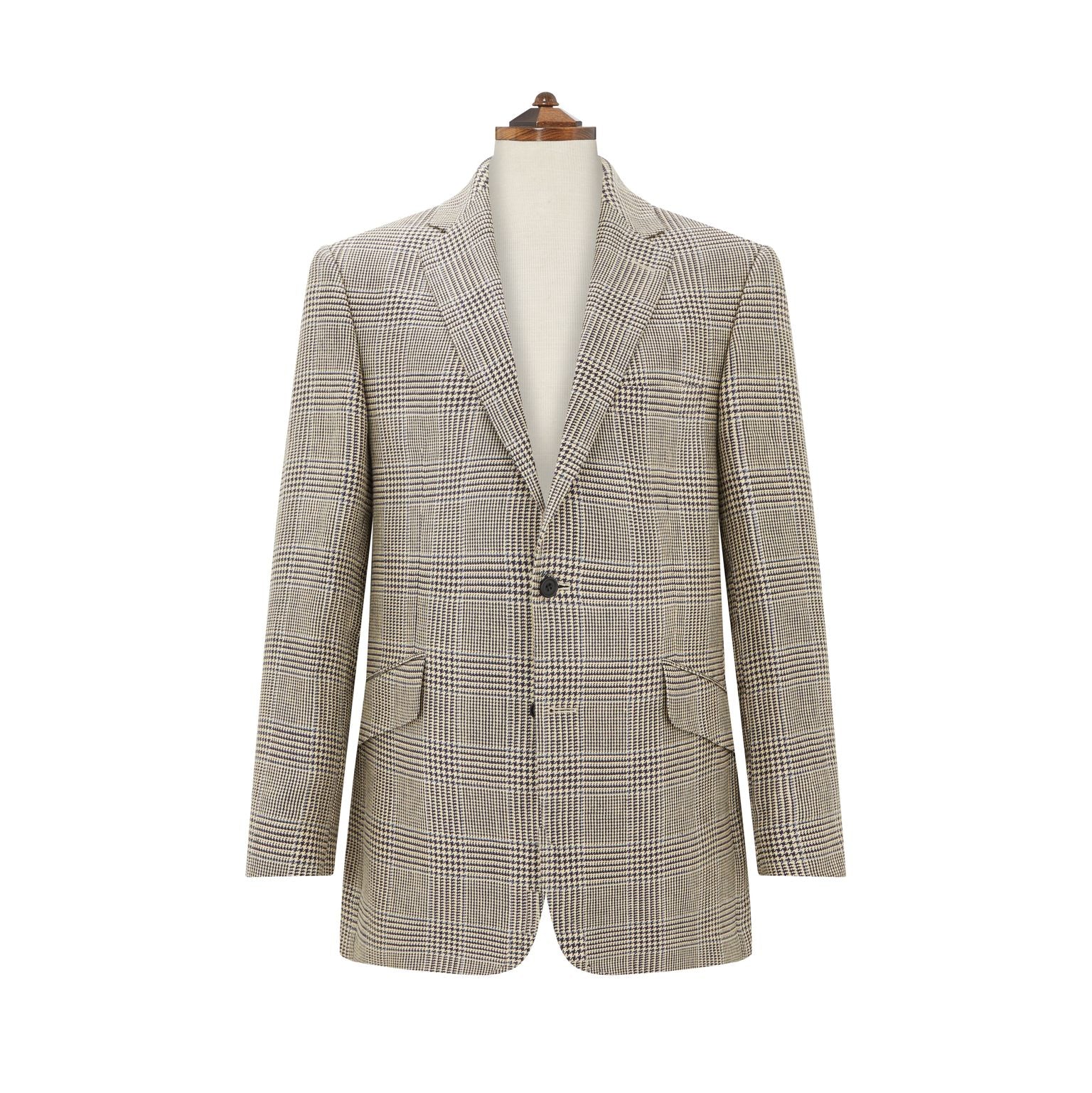 Ede & Ravenscroft | William Check Linen and Wool Jacket | Ivory and Beige