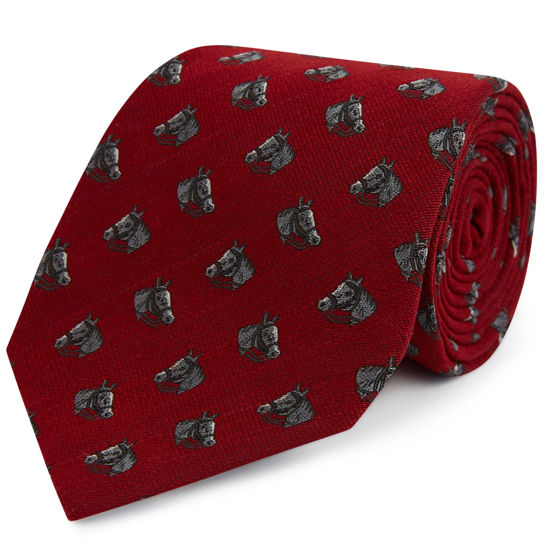 Ede & Ravenscroft | Horse Woven Silk Tie | Red
