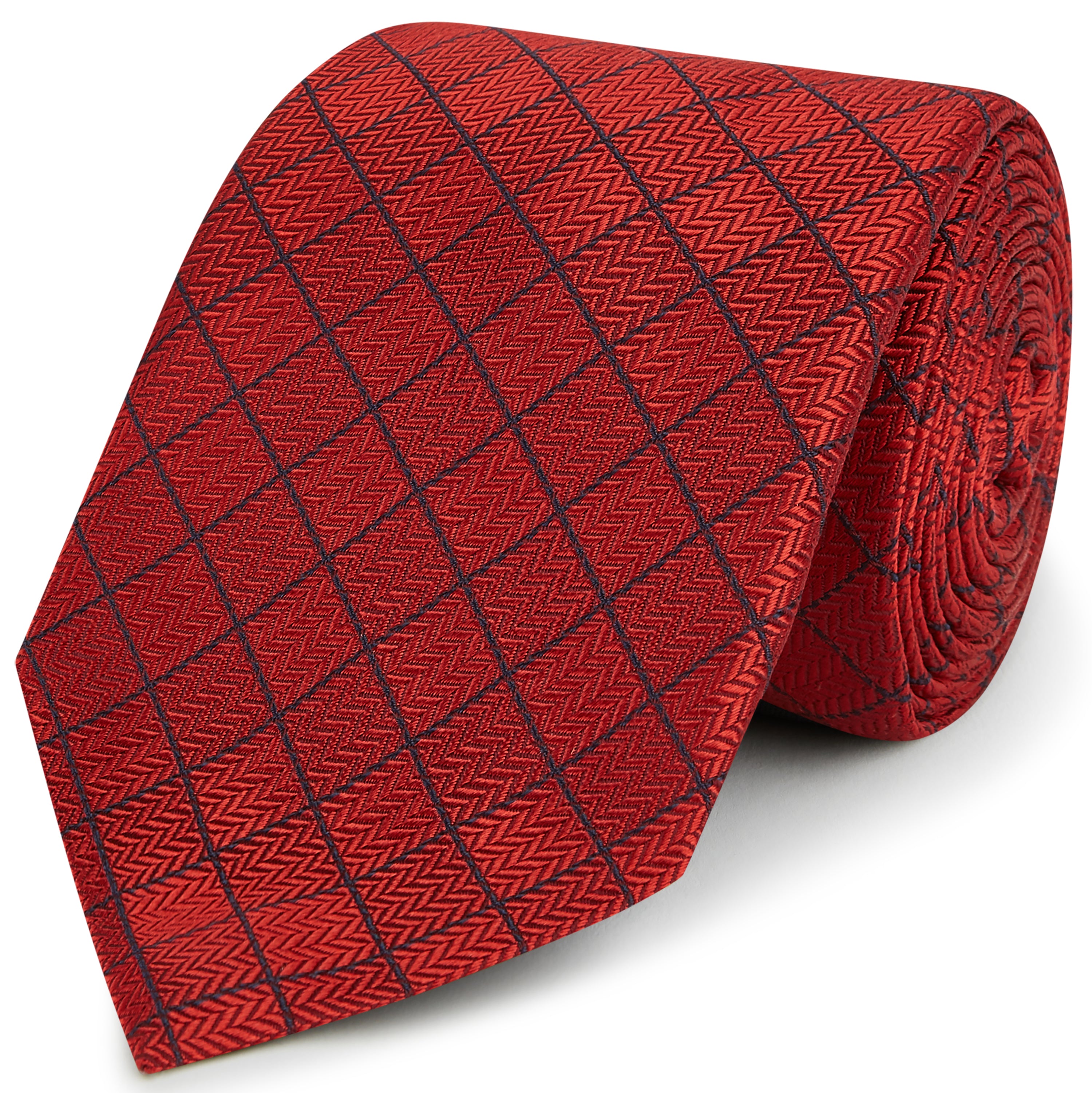 Ede & Ravenscroft | Textured Square Woven Silk Tie | Red