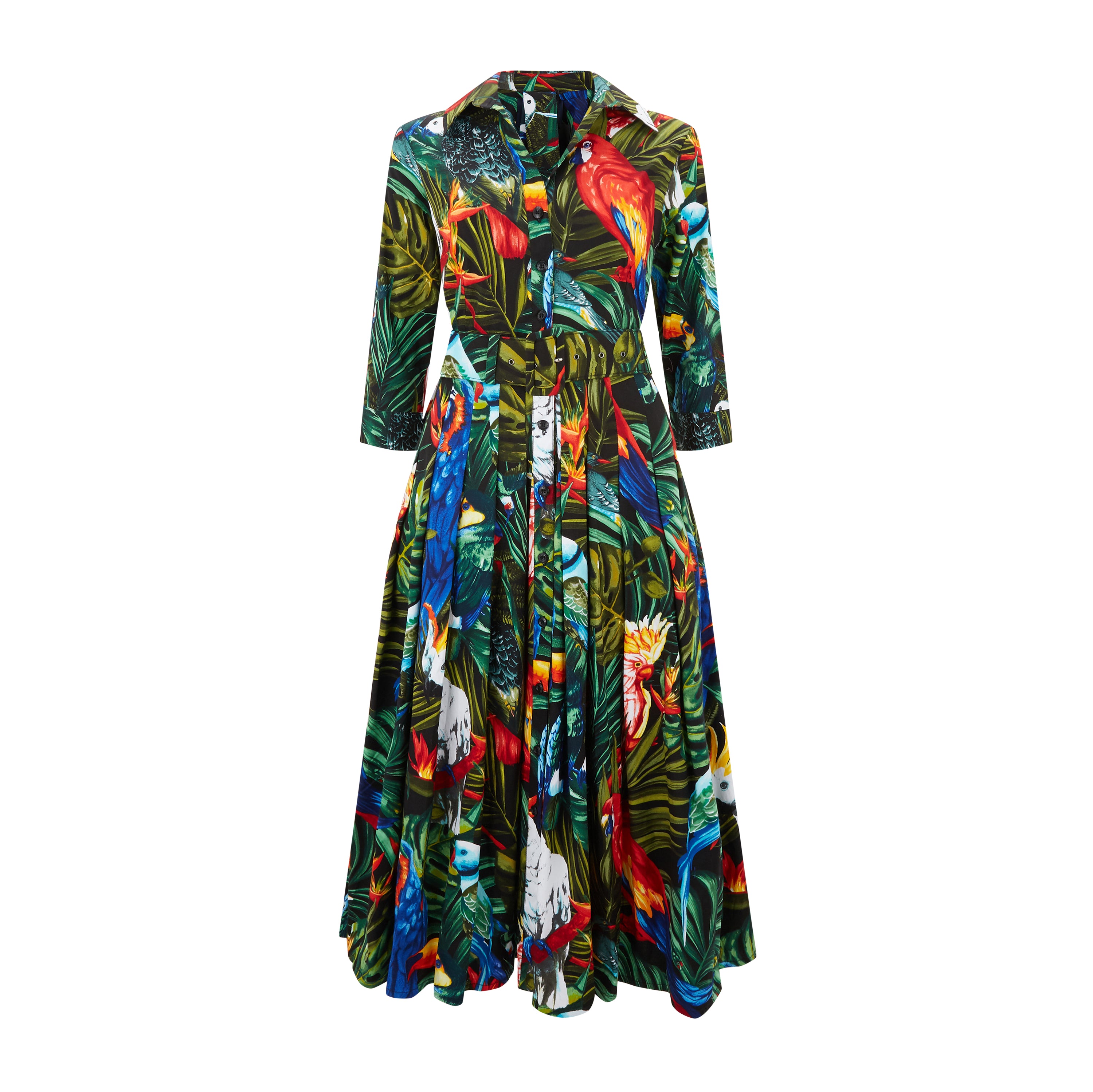 Ede & Ravenscroft | Samantha Sung Audrey 4 Tropical Parrot Dress | Green