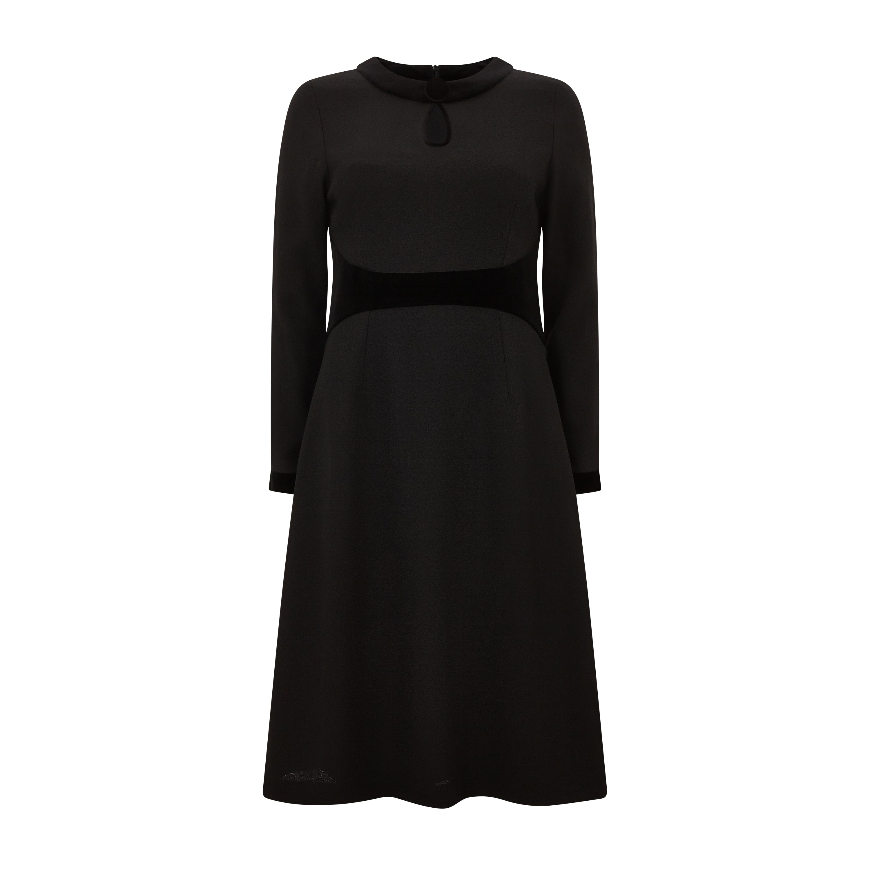 Ede & Ravenscroft | Jane Wilder Wool Crepe Velvet Dress | Black