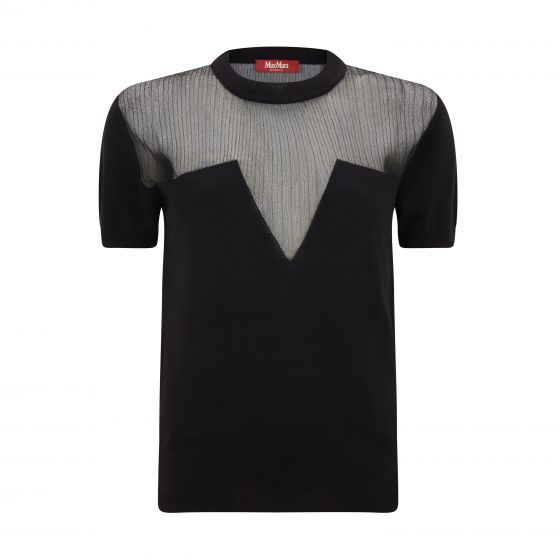 Ede & Ravenscroft | Max Mara Studio Pina Sheer Knitted Top | Black