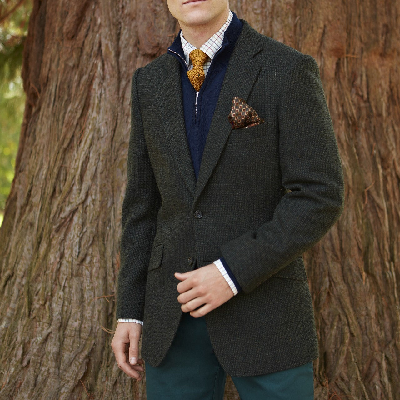 Ede & Ravenscroft | Gregory Dark Green Donegal Tweed Wool Jacket | Dark ...